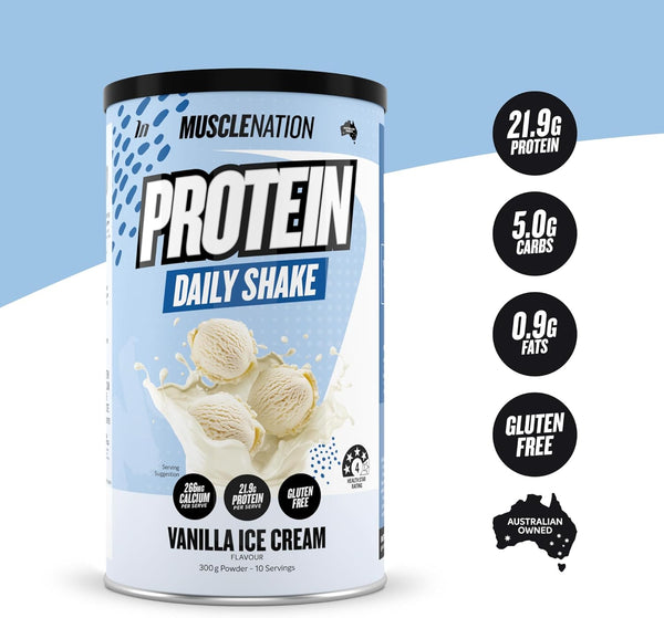 Muscle Nation Vanilla Ice Cream Daily Shake - Protein Powder-300g (10 ...